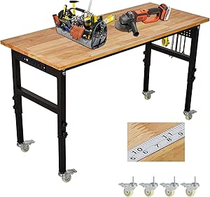 TrailBlaze Workbench Adjustable Work Bench, 60" x 24" Workbench for ...