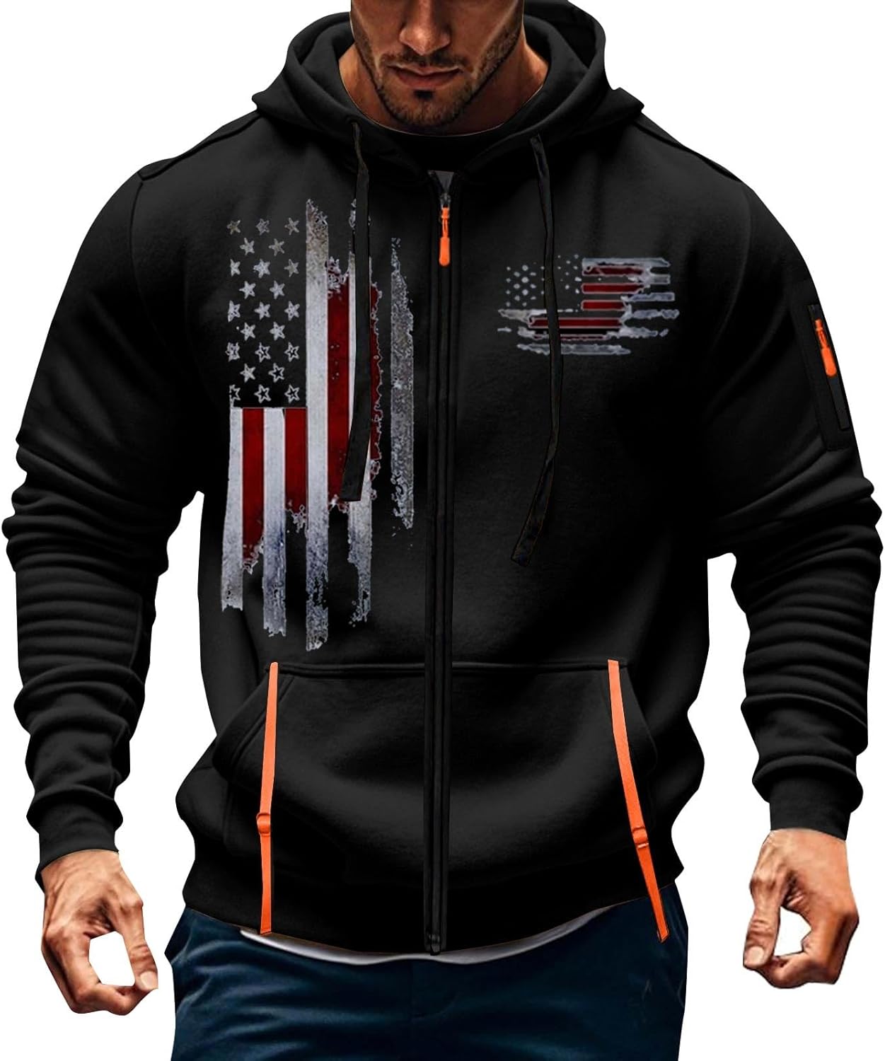 Amazon.com: Mens Fall Jackets Full Zip Up Hoodie Long Sleeve Drawstring ...