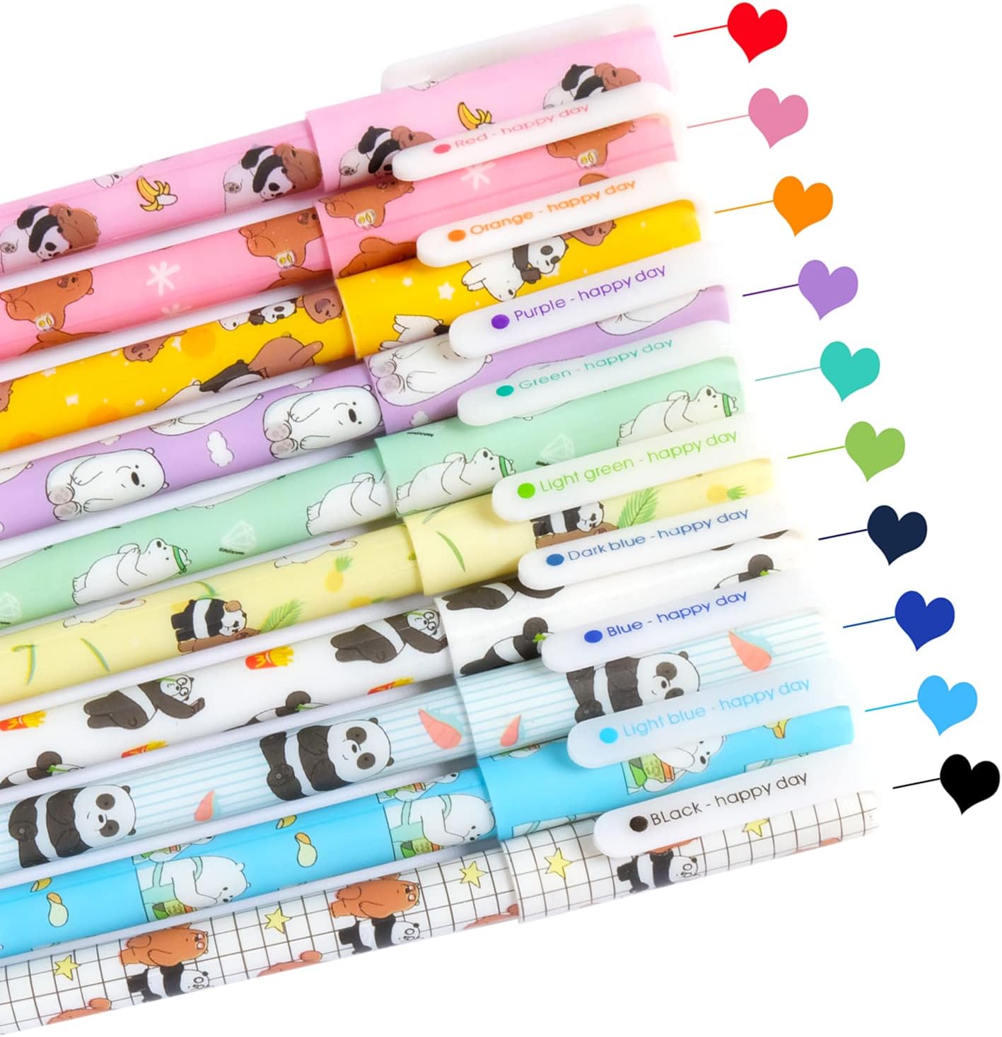 Amazon.com: MOZXIRZ 6 Pcs Gel Ink Pens Cute Cartoon Bear Pens 0.5mm ...