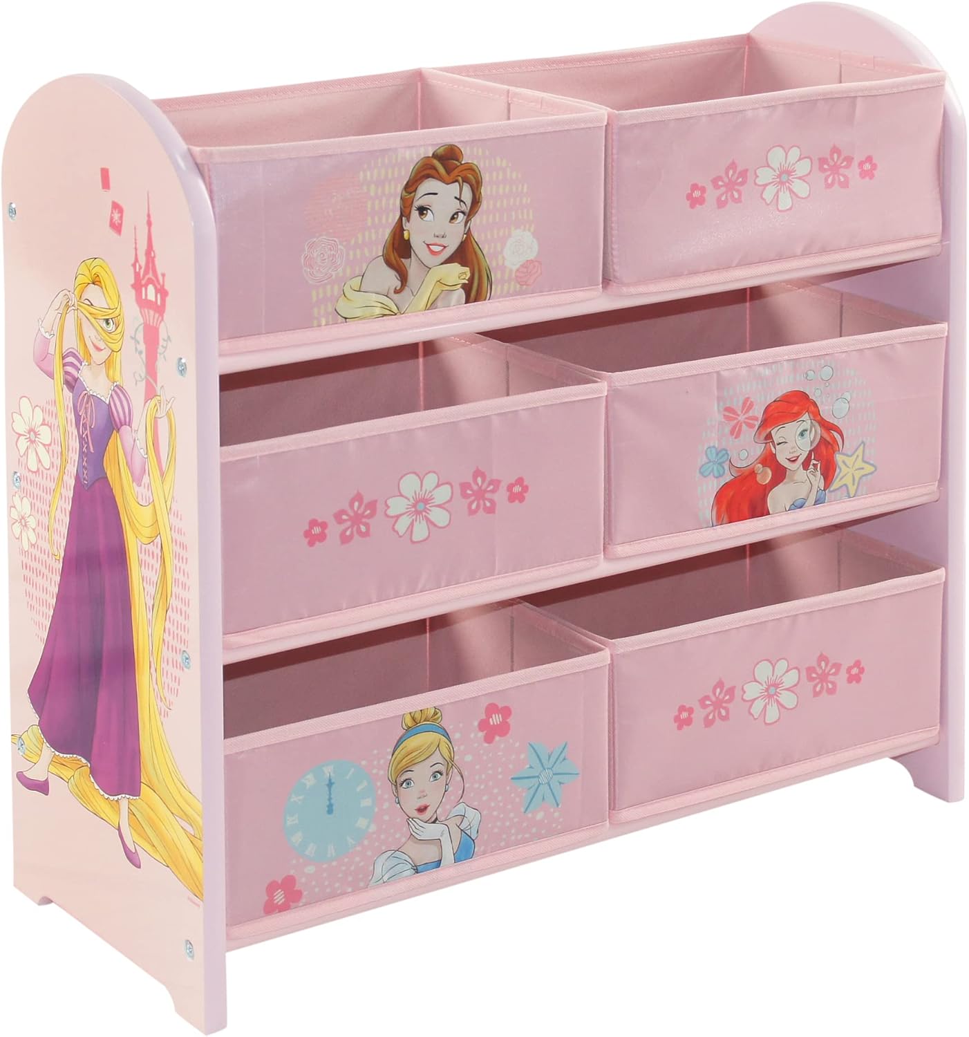 Disney Princess Storage Unit with 6 Storage Boxes for Kids, Light Pink ...