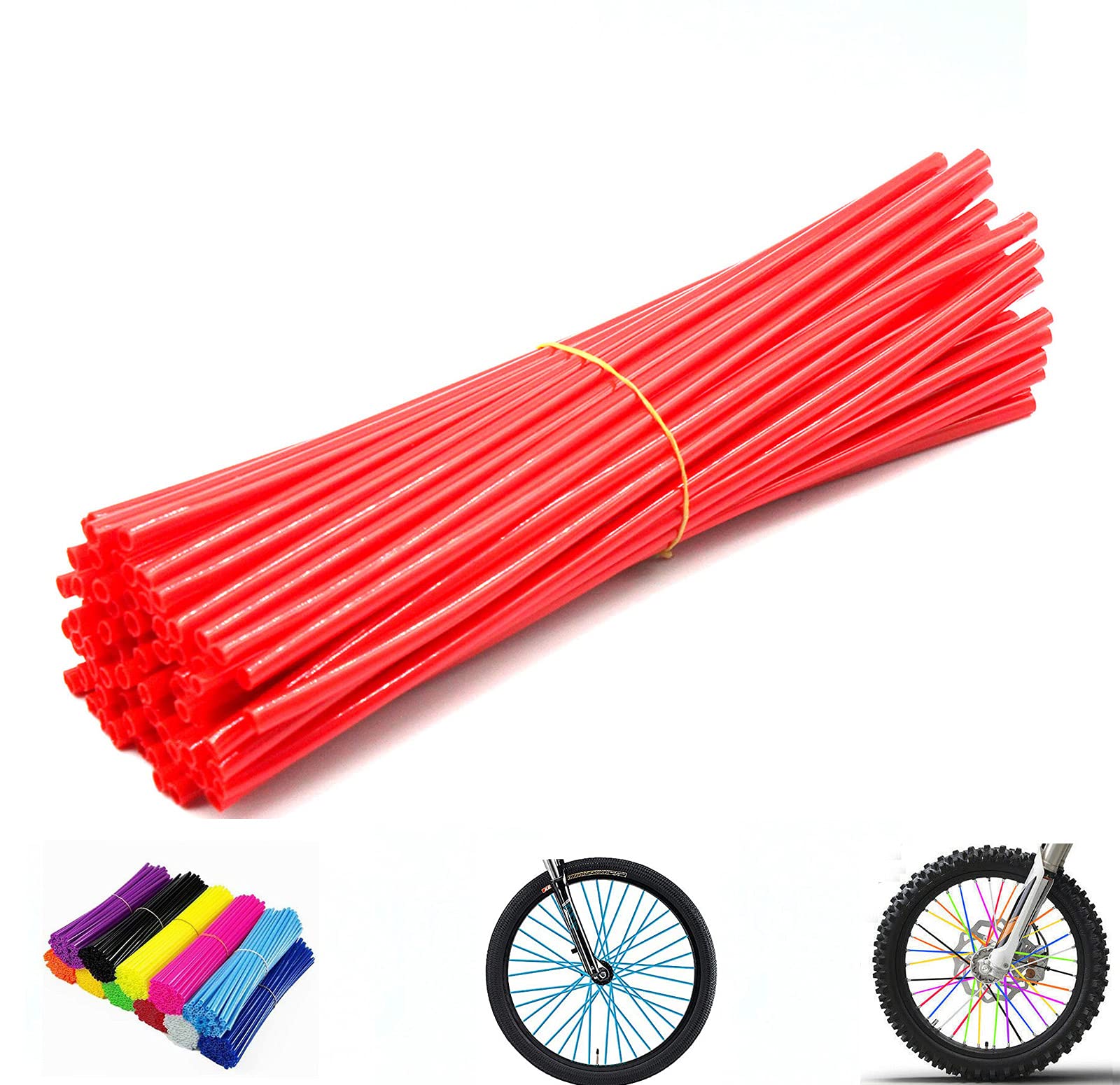 Snapklik.com : Red Spoke Skins Covers: 8-21 Inch Rims Protector ...