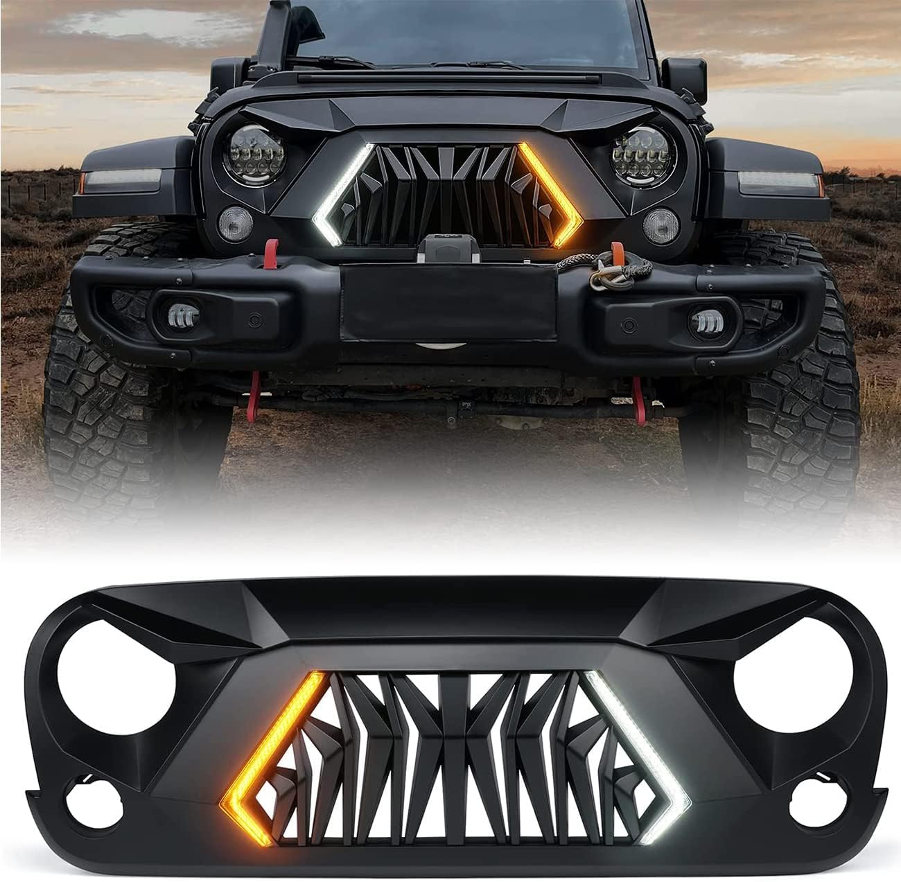 LUISAS Car Front Grilles for Jeep Wrangler JK JKU Rubicon Sahara Sport ...