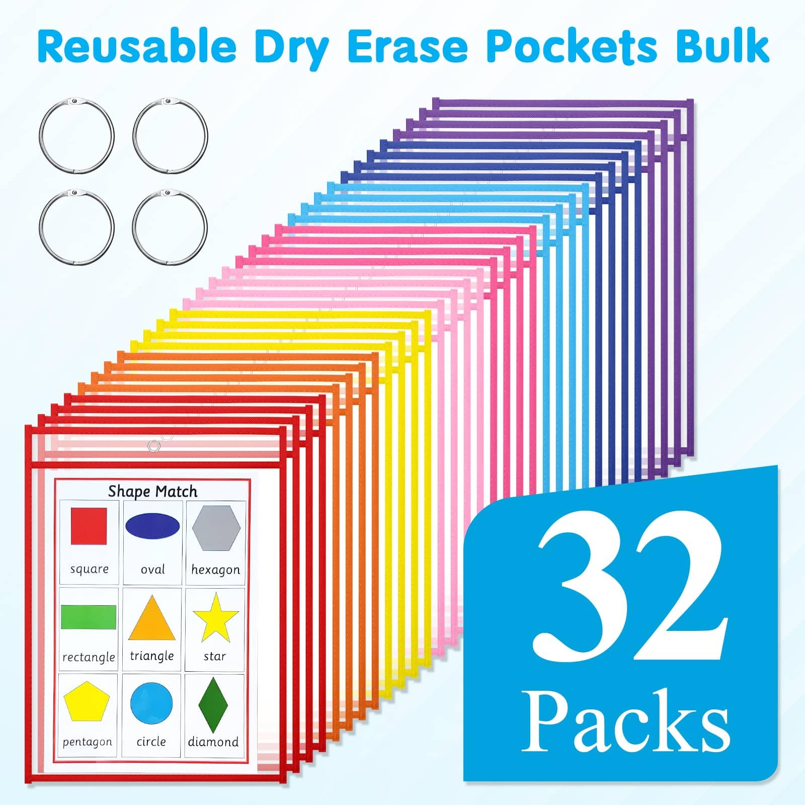 Dry Erase Pocket 5 Pack 5x8 Inch Job Ticket Holders Heavy Duty Black ...