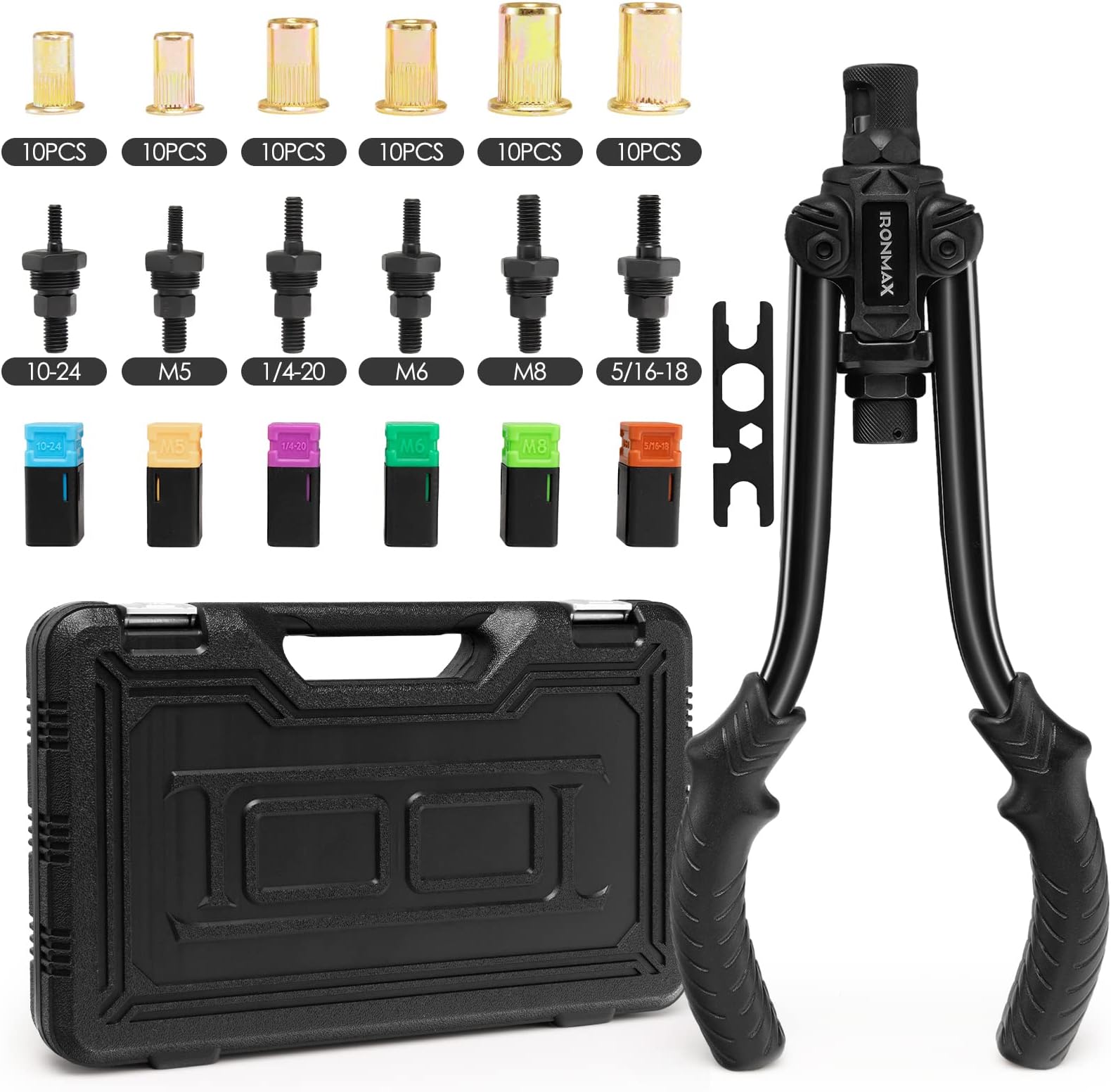 Amazon.com: AIUITIO 16" Rivet Nut Tool, Rivnut Tool Kit with 13 Metric ...