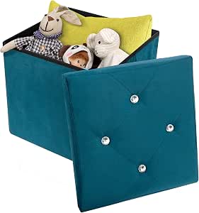 Bling Velvet Diamond Folding Storage Ottoman Cube, Crystal Jewelry ...