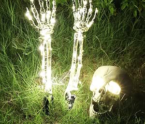 Amazon.com: Halloween Decorations Lighted Skeleton Arm Stakes,2PCS 40 ...