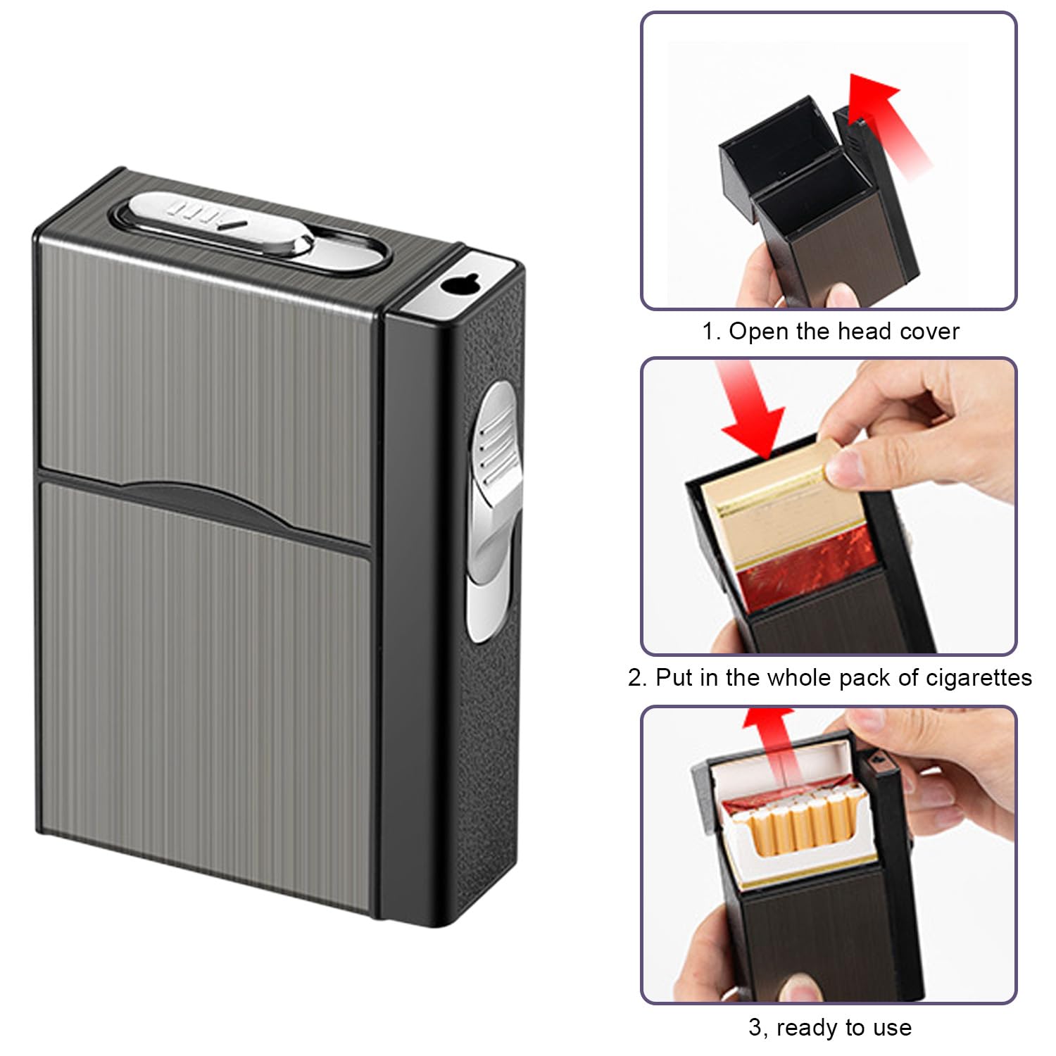 Cigarillo Case And Lighter Legendex Elegance Metal Cigarette / Mini