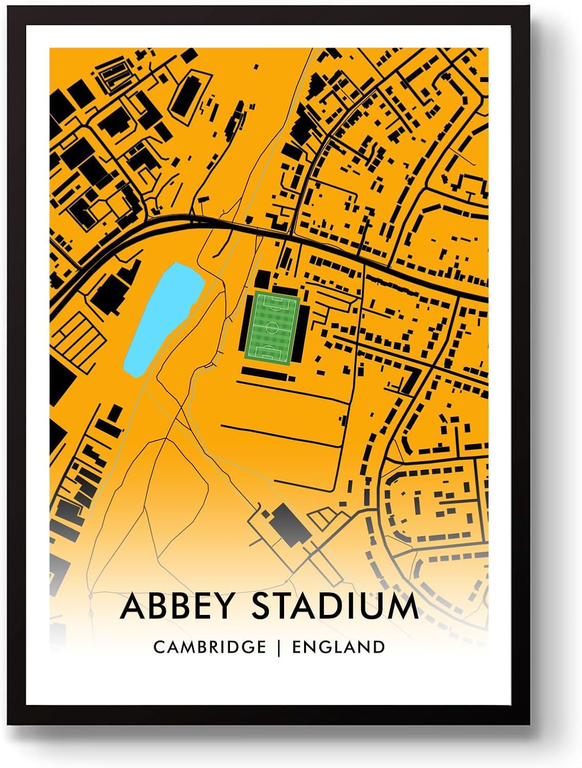 GroundDesigns CAMBRIDGE UNITED Football Gift ABBEY STADIUM Art Map A3 ...