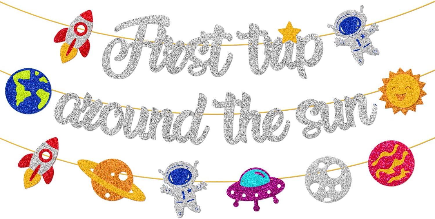 Amazon.com: Outer Space High Chair Banner - Planets Astronaut Rocket ...