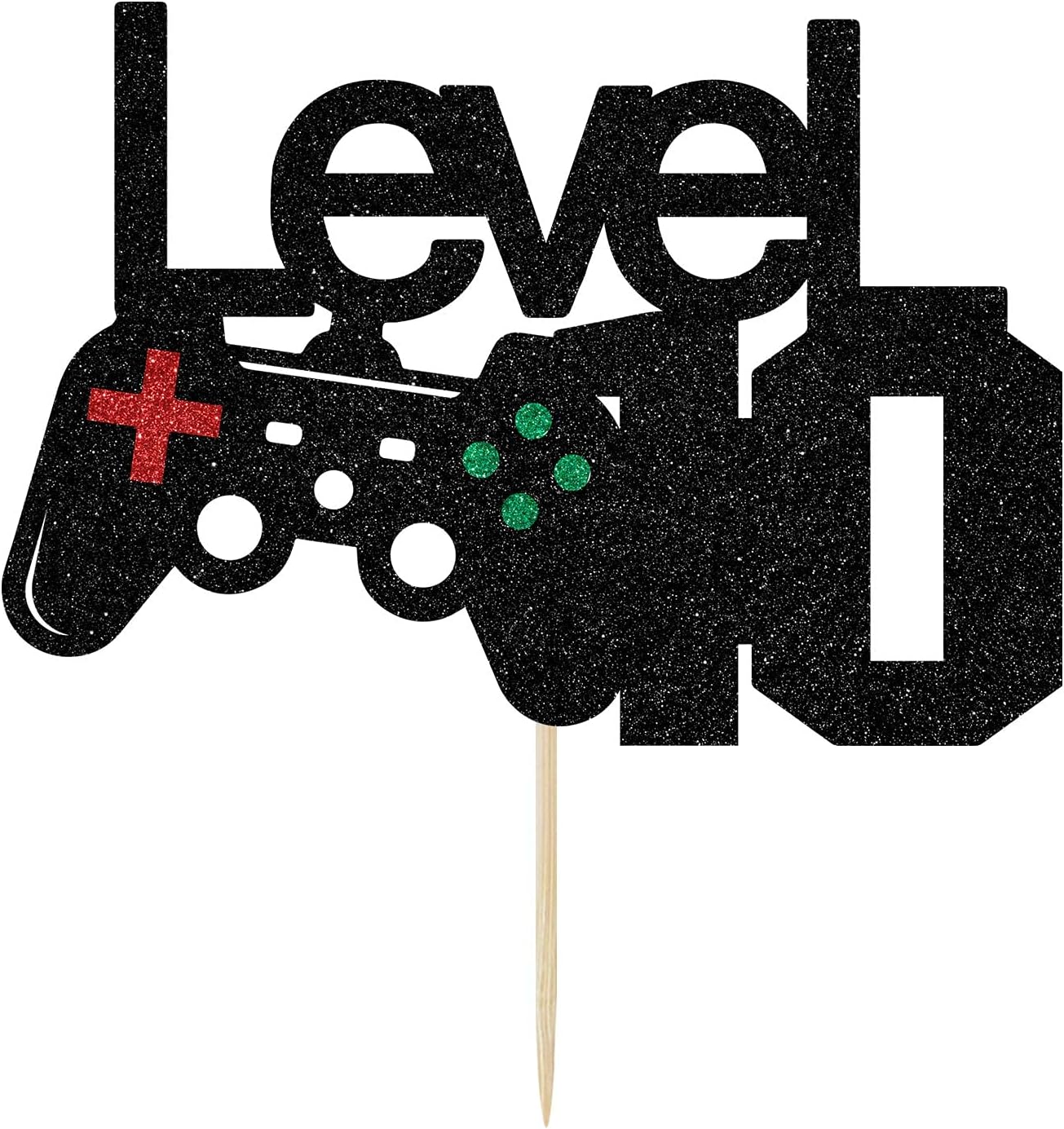 Amazon.com: Colorfulparty Black Glitter Level 10 Cake Topper-Level Up ...