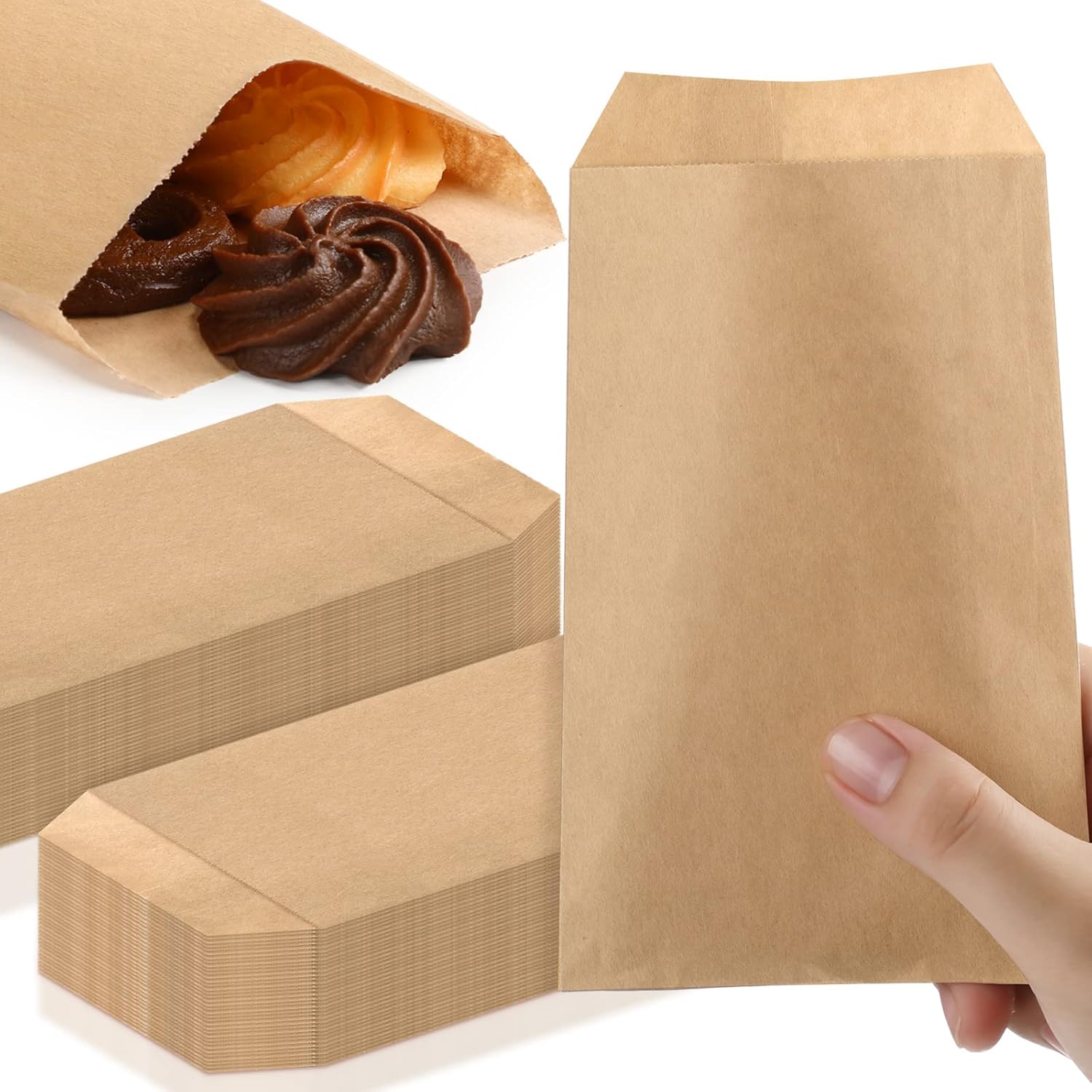 Eersida 500 Pcs 500 Pcs Kraft Paper Treat Bags Mini Paper Small Flat ...