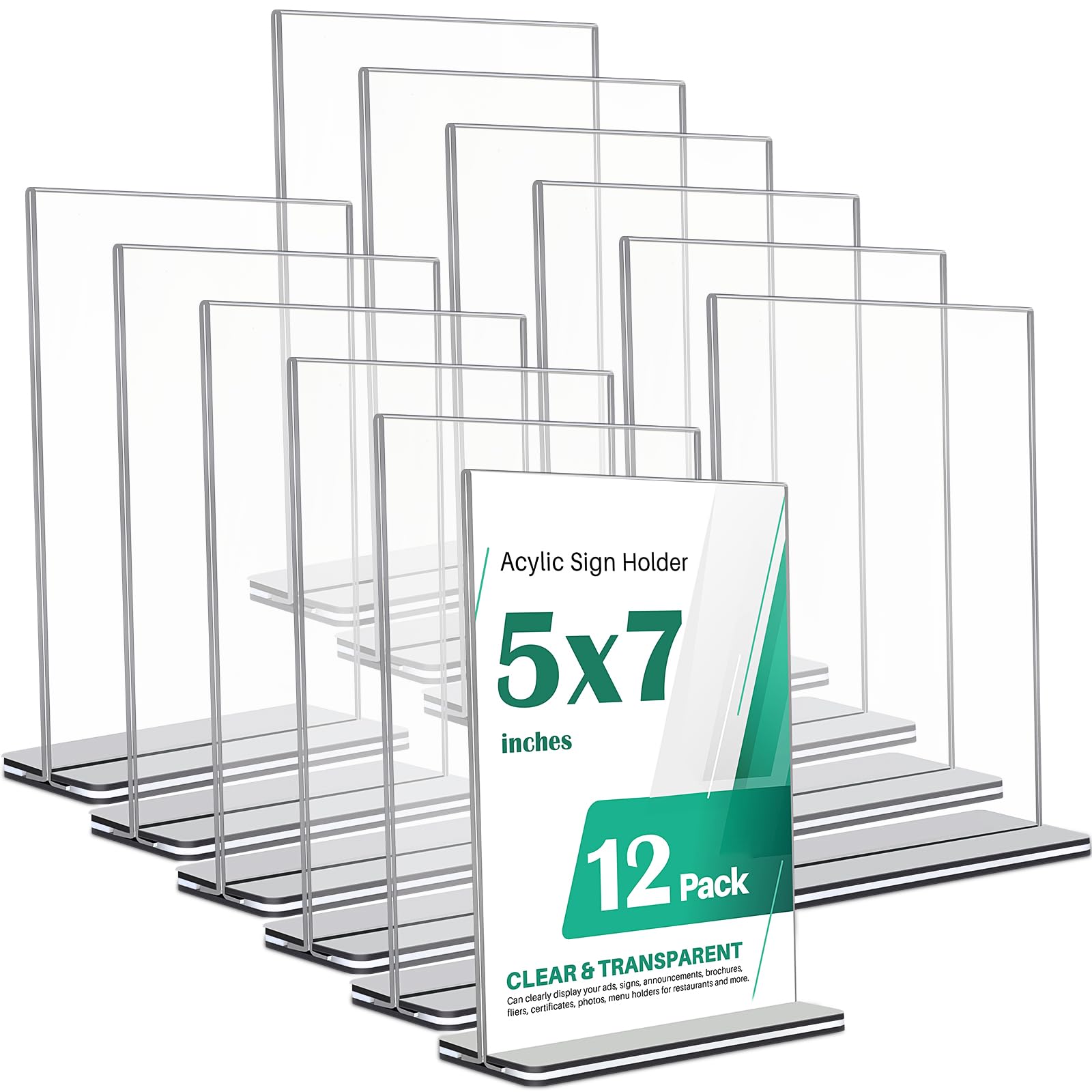 Amazon.com: Youyole 24 Pack Acrylic Sign Holder 5 x 7'' Clear Table ...
