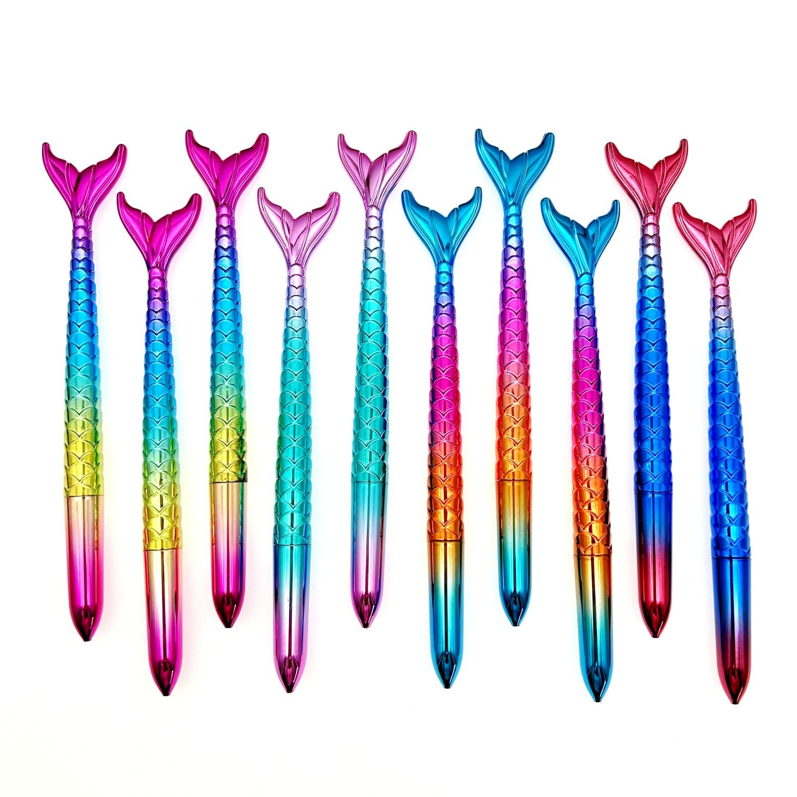 JZK 10 X Mermaid pens, creative fish tail styling gradient point pens ...
