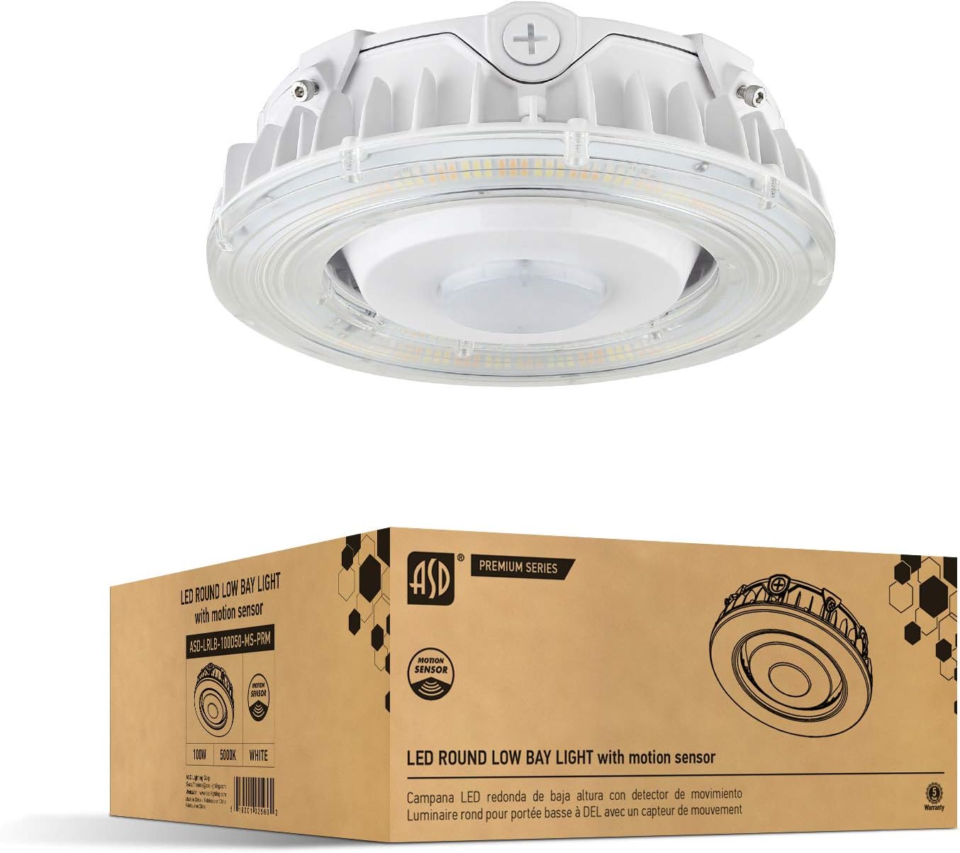 ASD 100W LED Canopy Lights with Motion Sensor, 5000K, 1-10V Dimmable ...
