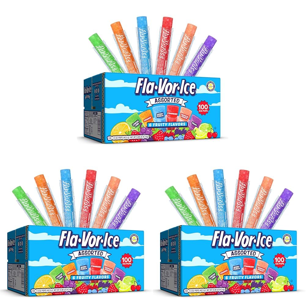 Amazon.com: Fla-Vor-Ice Popsicle Variety Pack of 3.5 Oz Freezer Bars ...