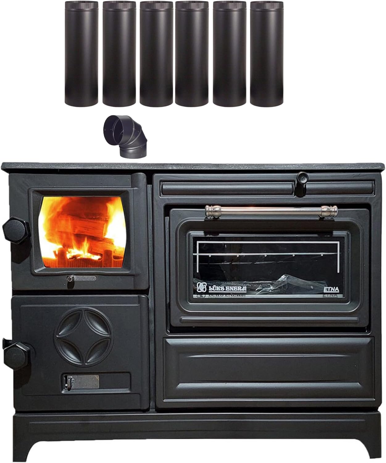 Colorful Cast Iron Wood Stove Pipe Set | 6 Straight Pipes + 1 Elbow ...