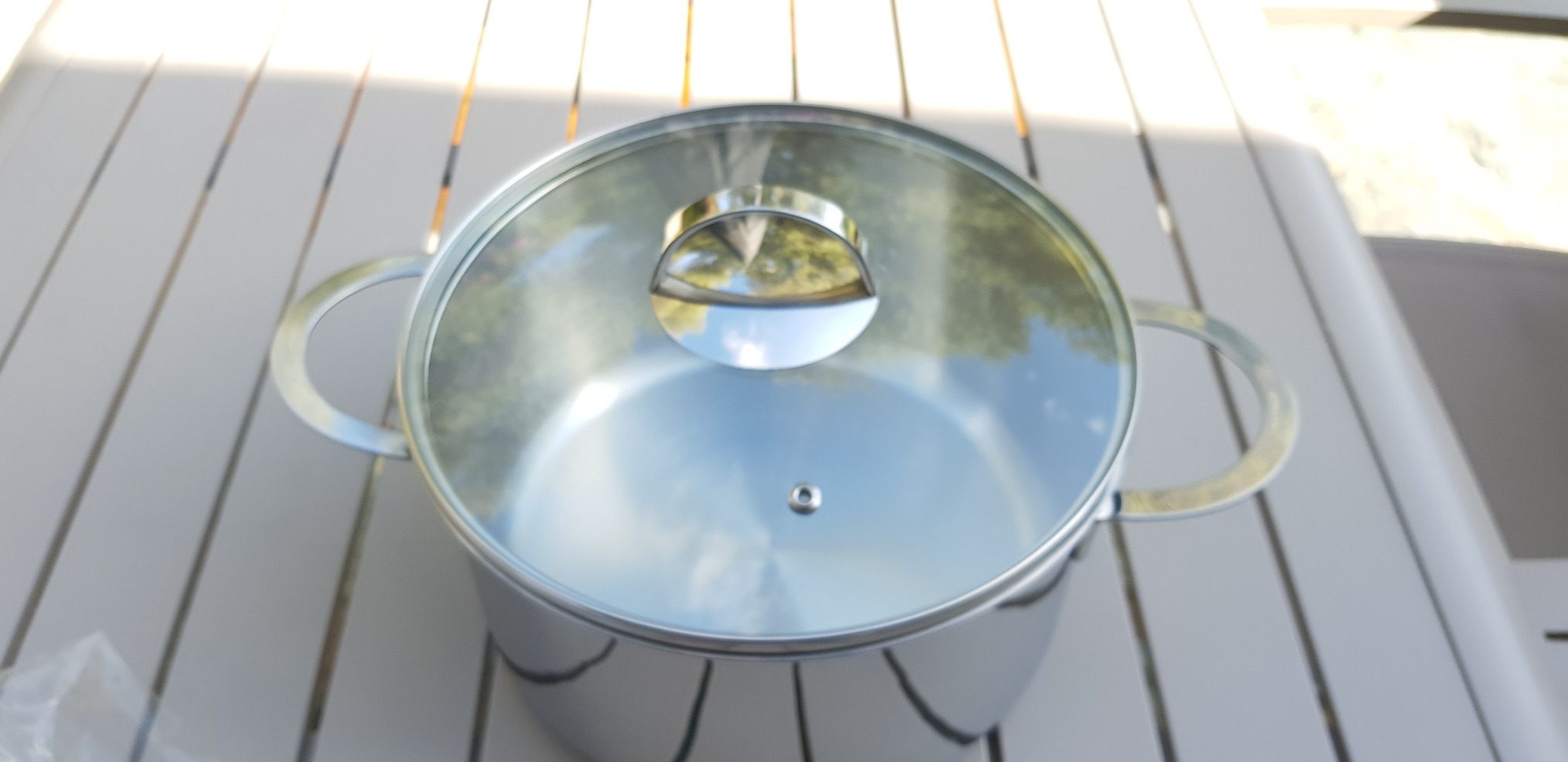 Grand Fait-Tout en Acier Inoxydable avec Couvercle en Verre trempé ...