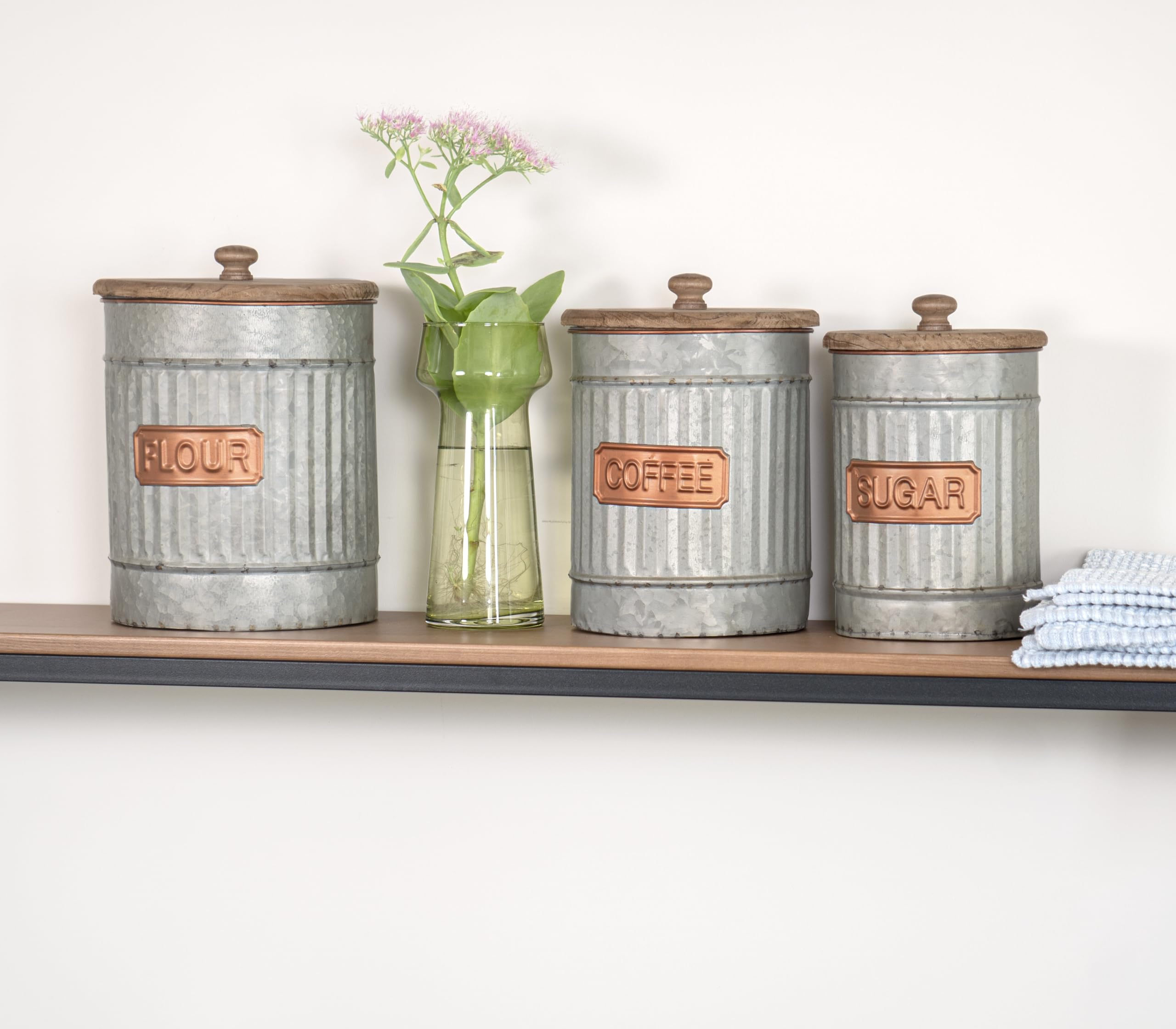 Snapklik.com : Red Co Set Of 3 Sizes Flour, Coffee, Sugar Corrugated ...