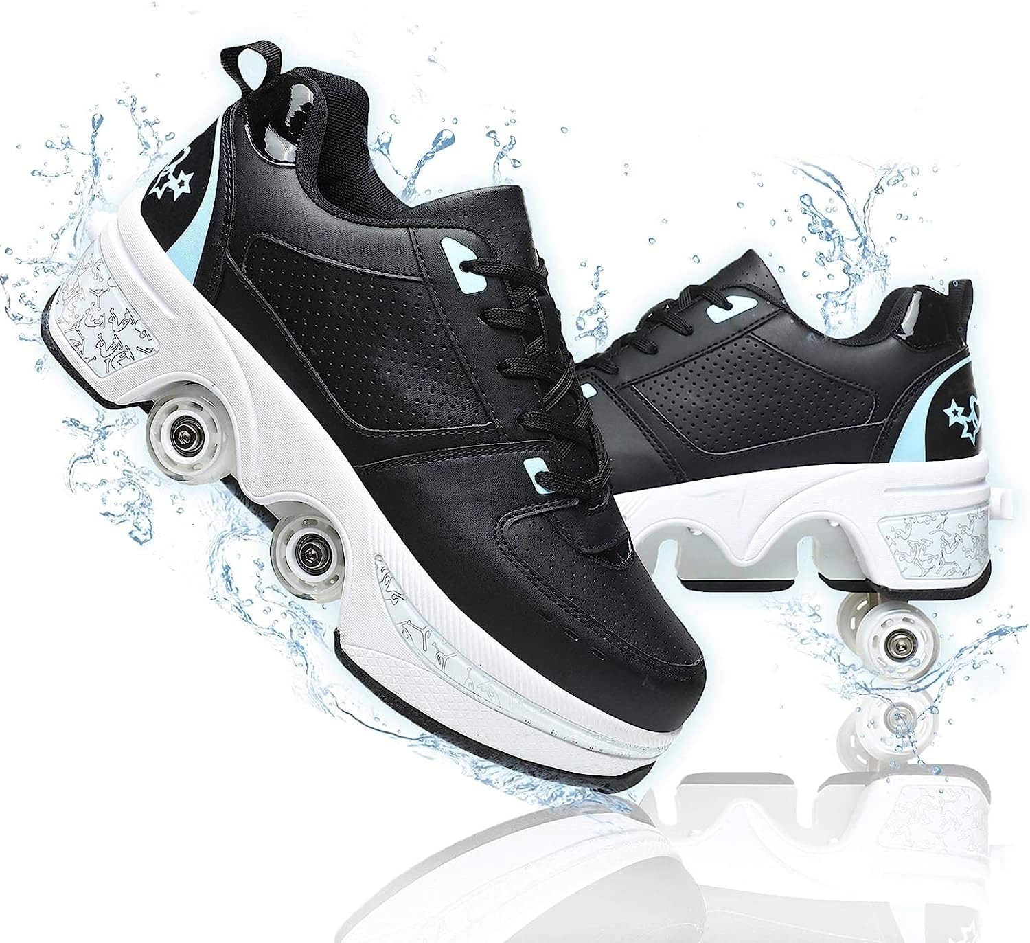 Double-Row Invisible Roller Skates for Women Outdoor 2 in 1 Removable ...