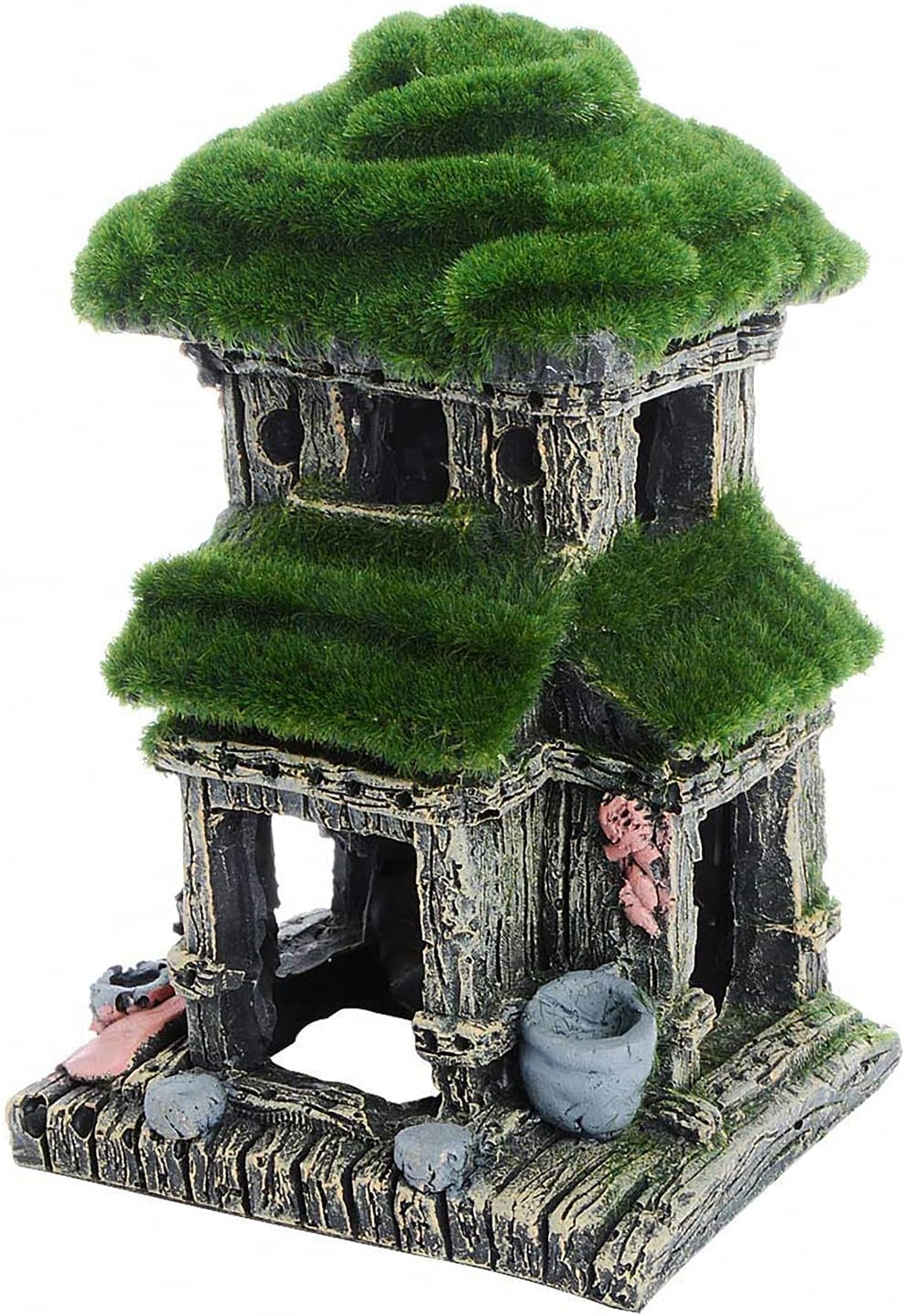 Saim Aquarium Decorations Resin Ancient House Decoration Ornament Cave ...