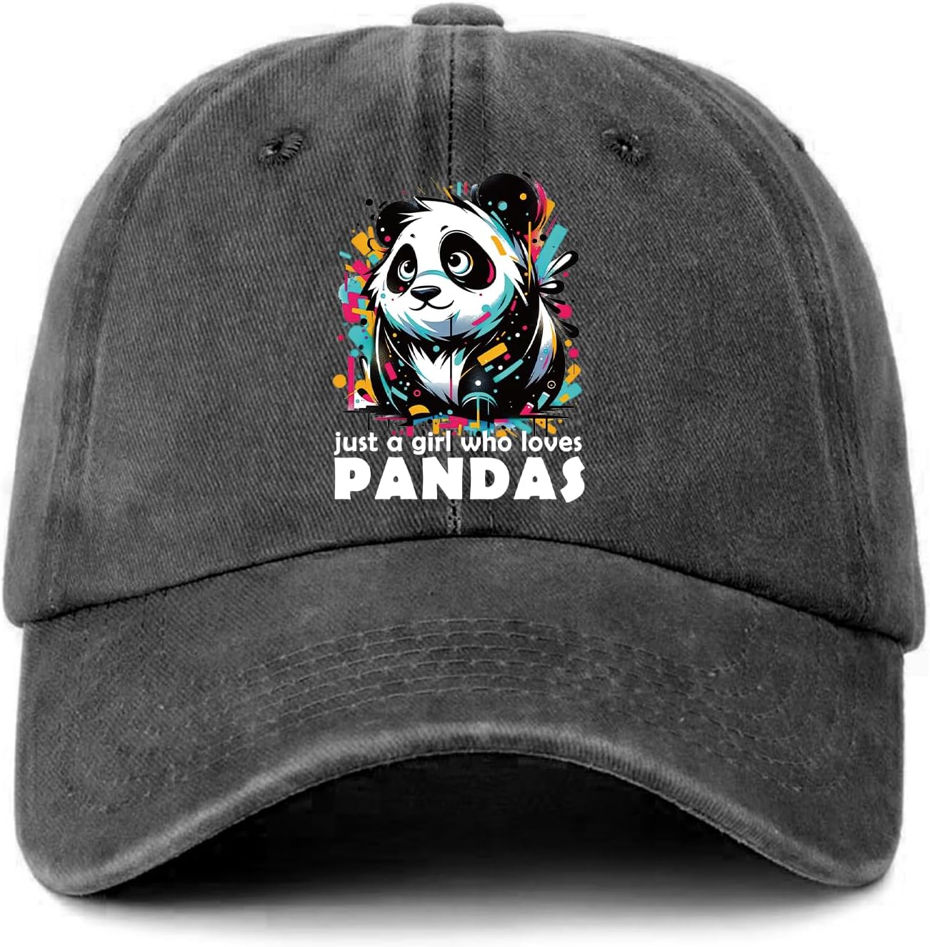 GOSJINNK Funny Panda Distressed Washed Black Baseball Cap Just A Girl ...