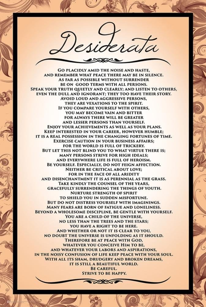 Amazon.com: Poster Desiderata 24 x 36in: Posters & Prints