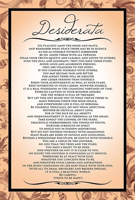 Amazon.com: Poster Desiderata 24 x 36in: Posters & Prints