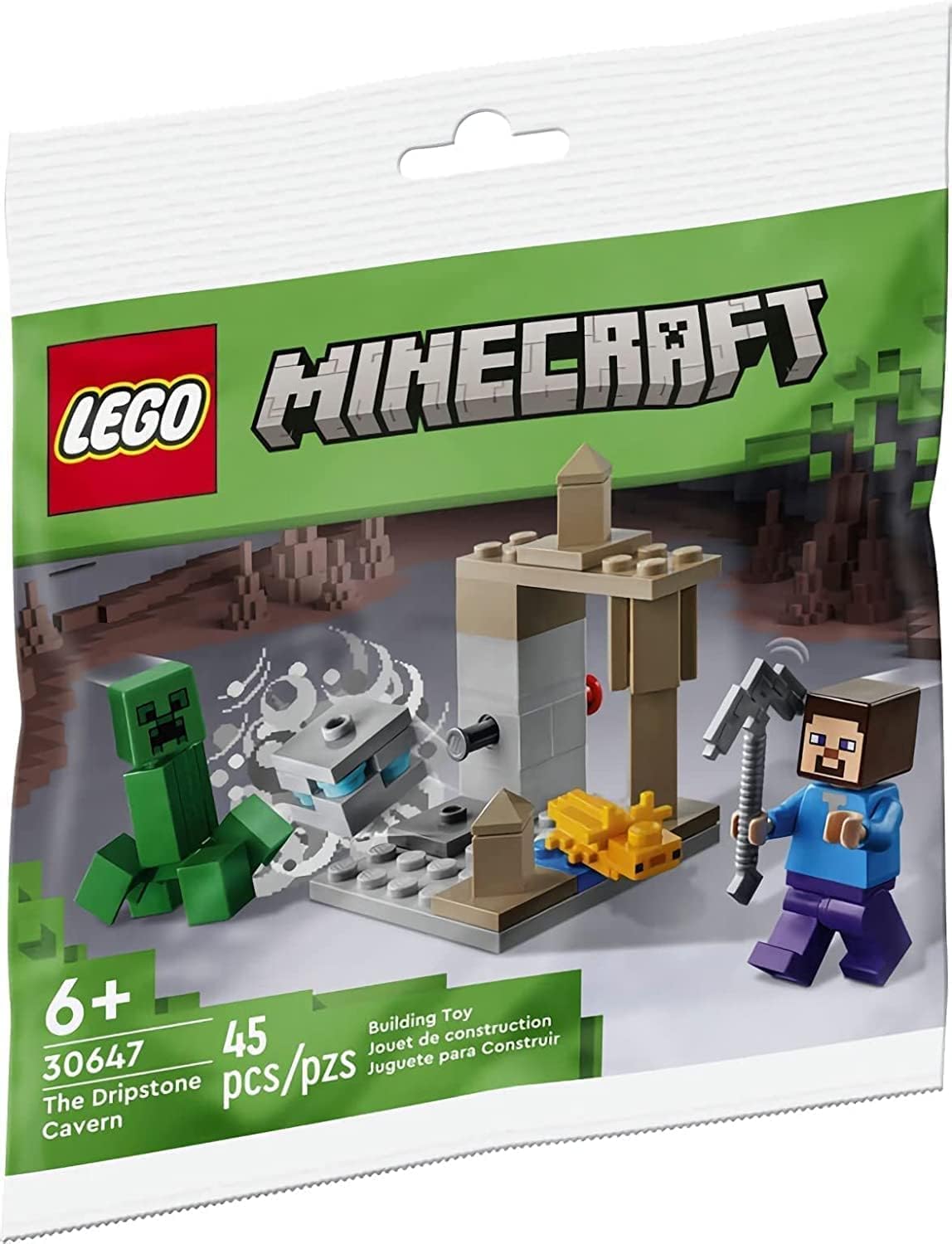 Amazon.com: LEGO Minecraft Dripstone Cavern Polybag Steve Creeper 30647 ...