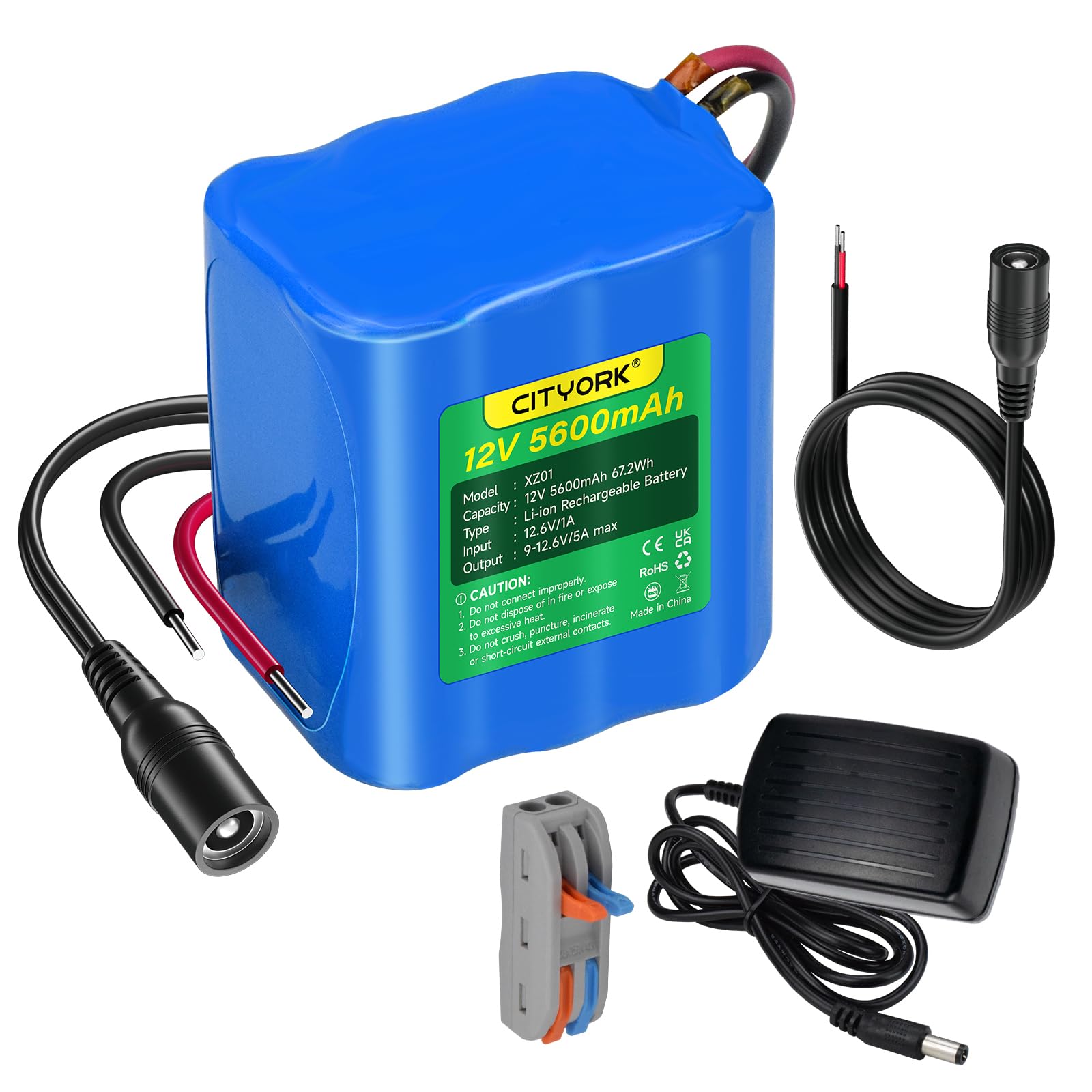 CITYORK 12V DC 5600mAh Rechargeable Lithium Ion Portable Battery Pack ...