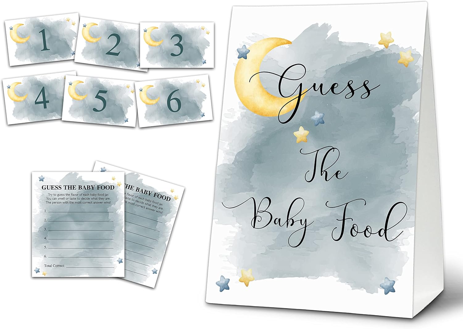 Amazon.com: Guess the Baby Food Games, Moon and Stars Baby Shower Game ...