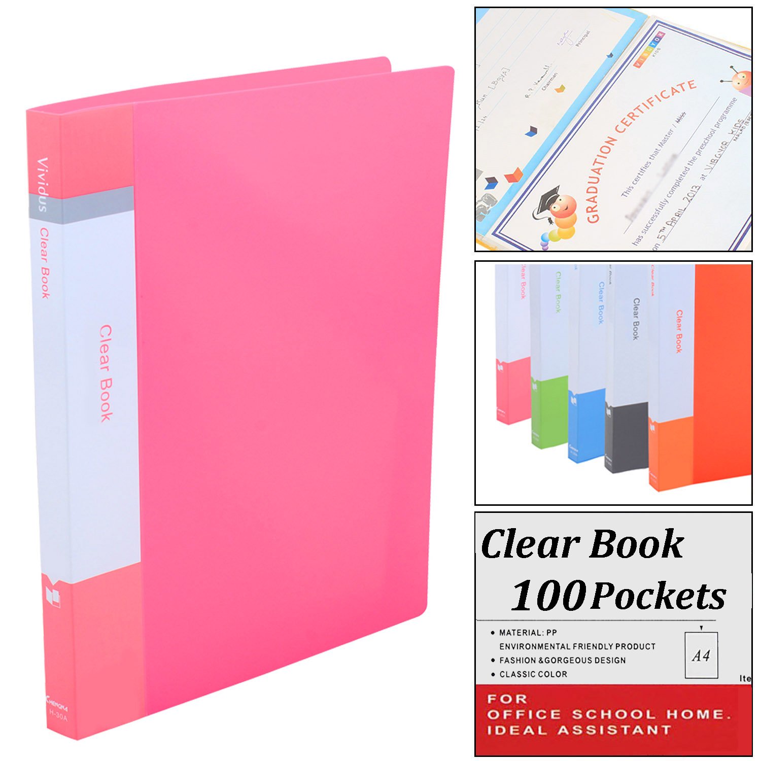 TREELY Clear Book Plastic File Folder Display Presentation Book, 100 ...