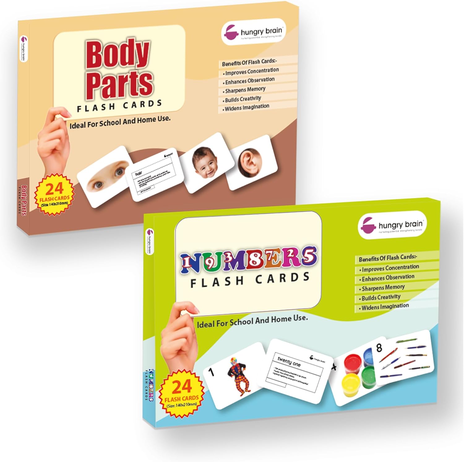 Amazon.com: hungry brain Body Parts & Numbers Flash Cards for Toddlers ...