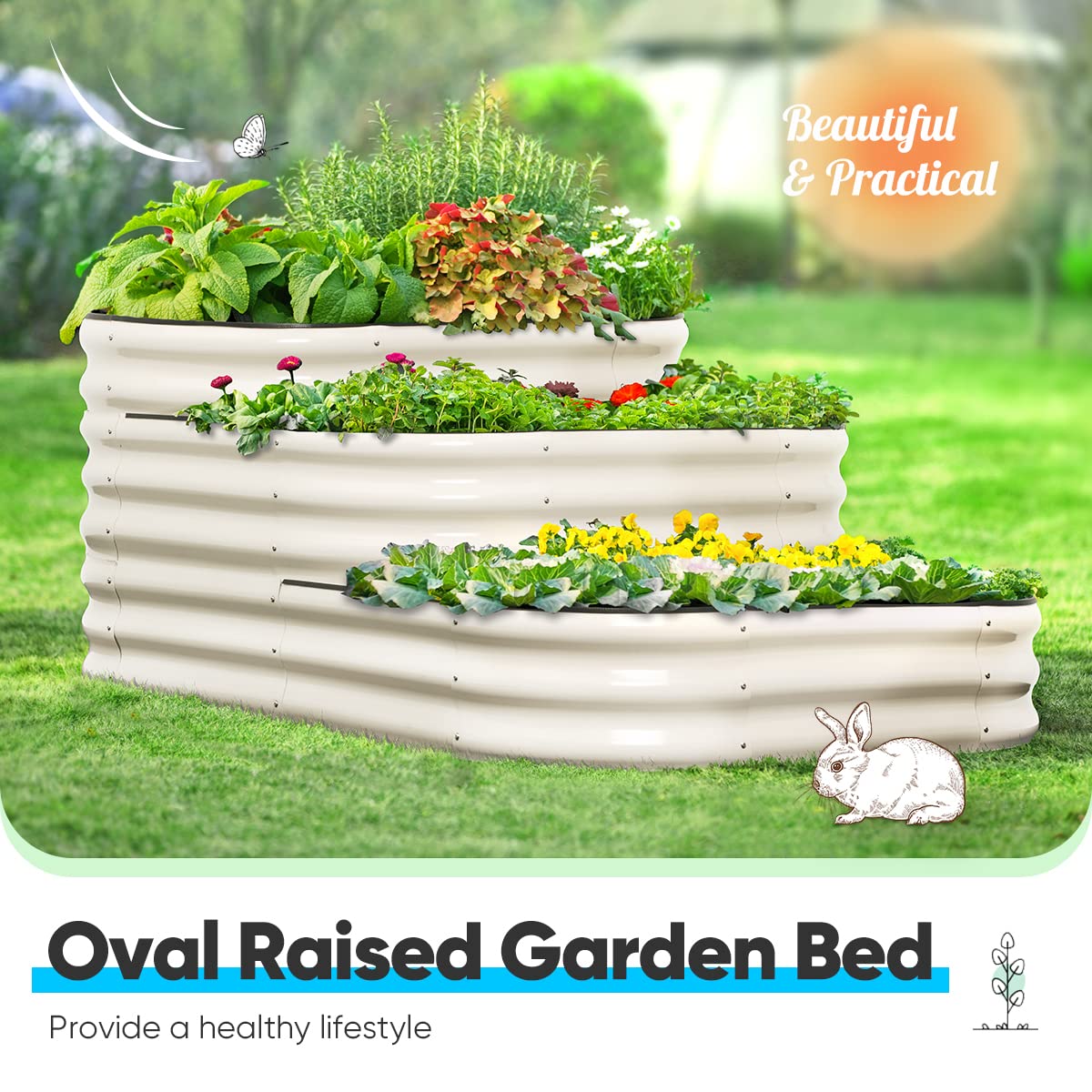 Snapklik.com : Quictent Galvanized 3 Tiered Raised Garden Bed Kit ...