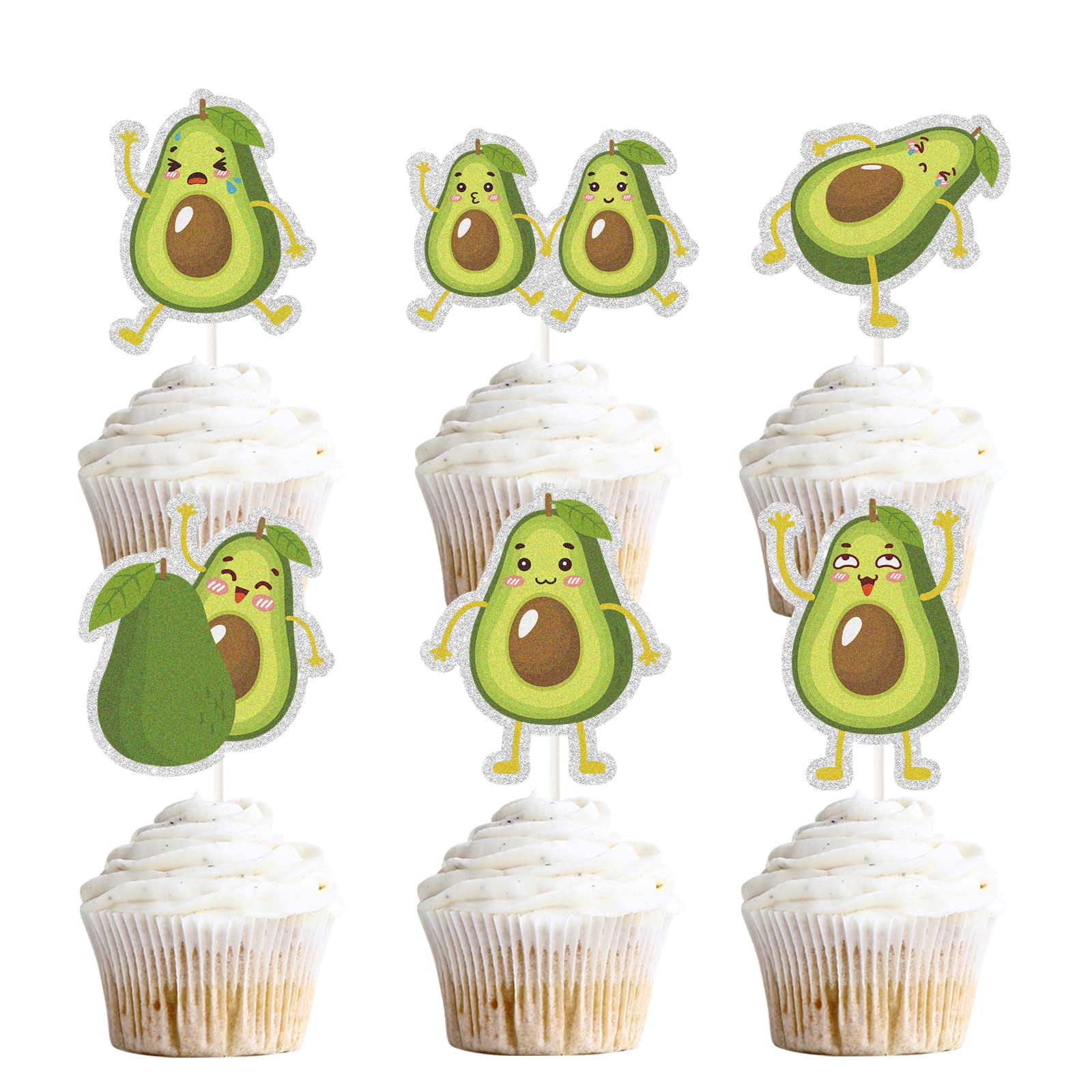 Amazon.com: Cute Avocado Cupcake Topper,18pcs Fruit Treat Cake Picks ...