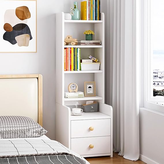 WEIDPHL Open Shelves Bookcase, Table Bookshelf with Storage Drawer ...