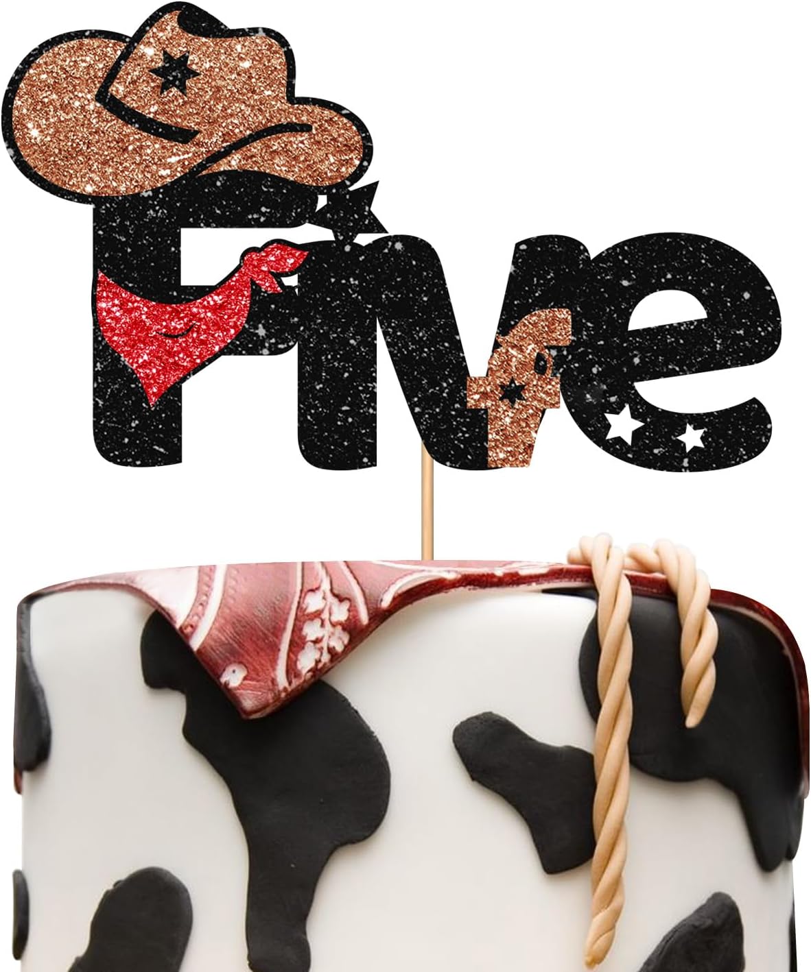 Amazon.com: Cowboy Five Cake Topper, Little Cowboy Happy 5th Birthday ...