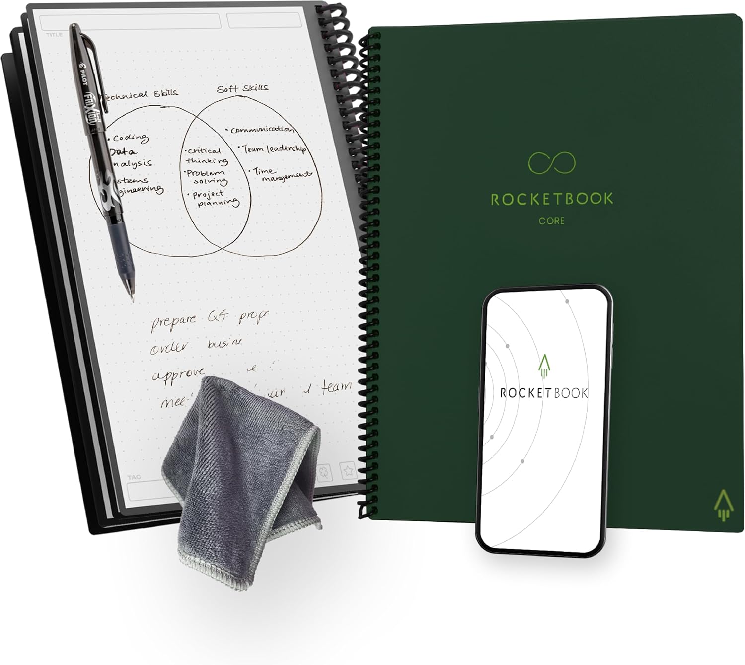 Amazon.com: Rocketbook New Core Reusable Spiral Notebook, Letter Size 8 ...