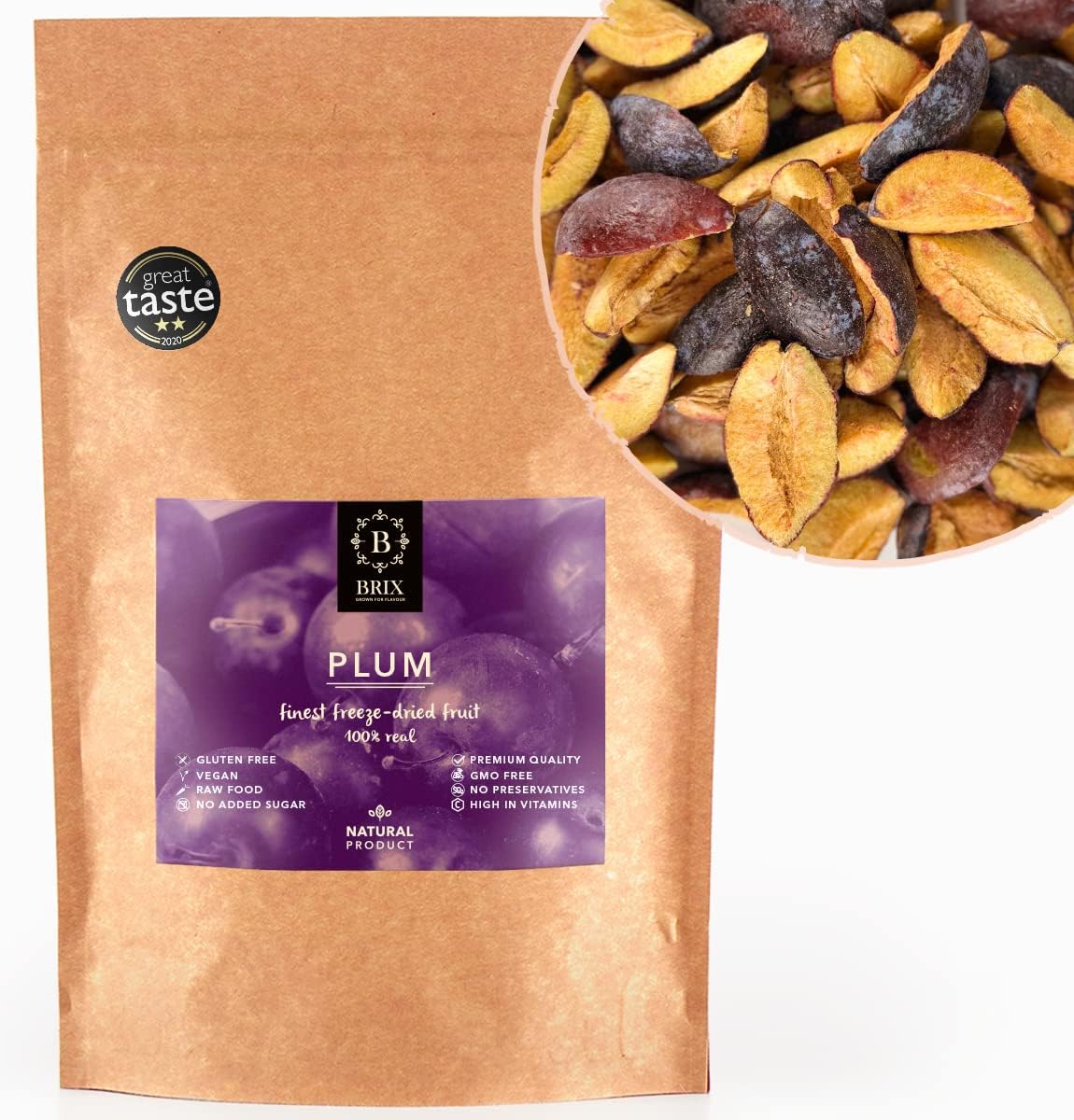 BRIX Freeze Dried Plum | 100% Natural Dried Plum Slices 105g | Great ...