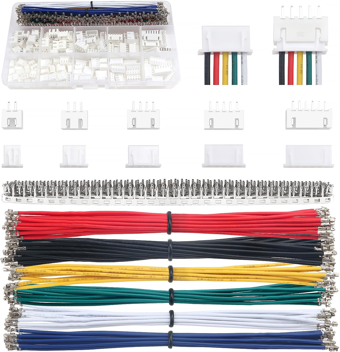 Lyeteung 420 PCS 2.54mm JST-XH Connector Kit, JST-XH 2/3/4/5/6 Pin Housing Female and Male ...