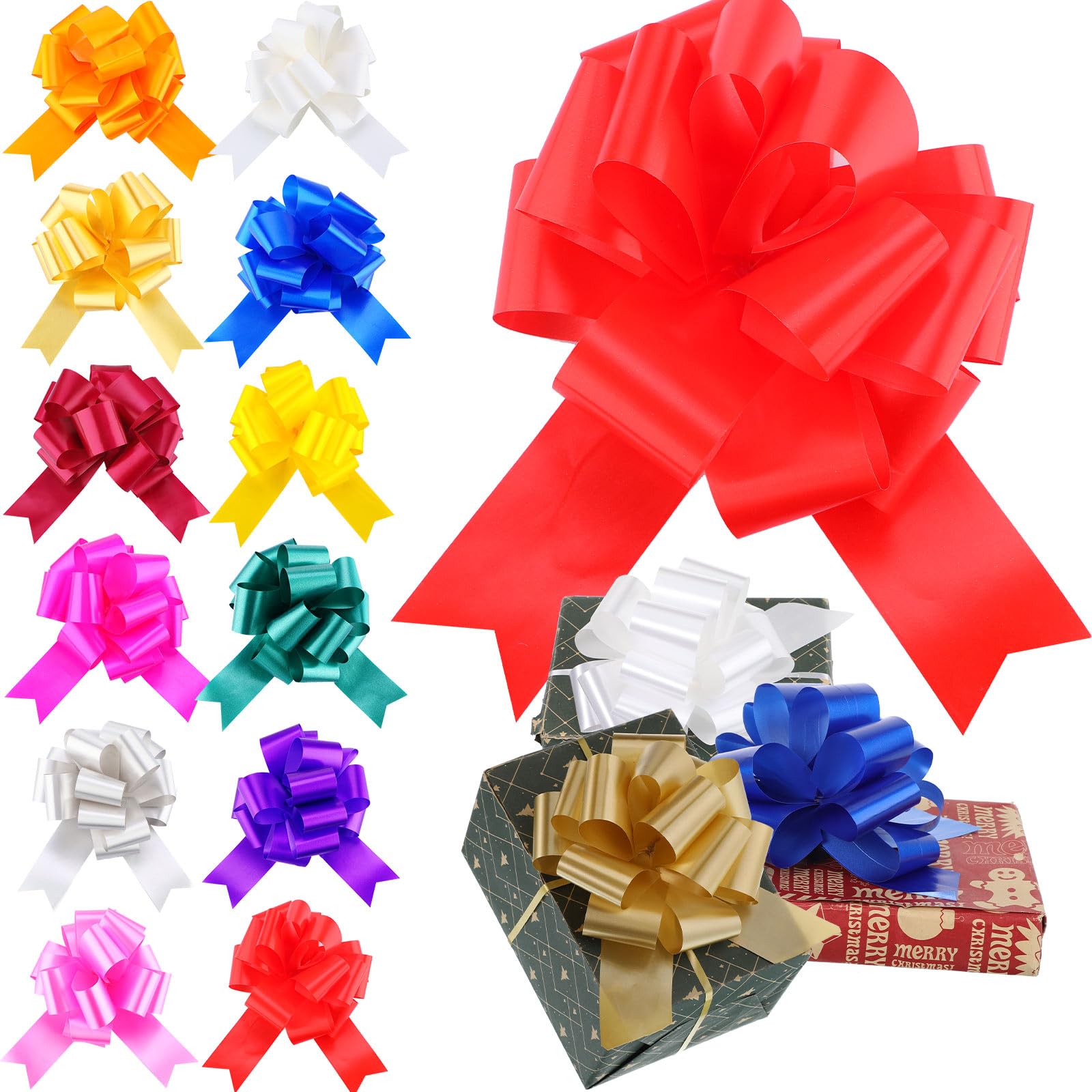 Amazon.com: Pull Bows for Gift Wrapping, Gift Bows with Ribbon Mixed ...