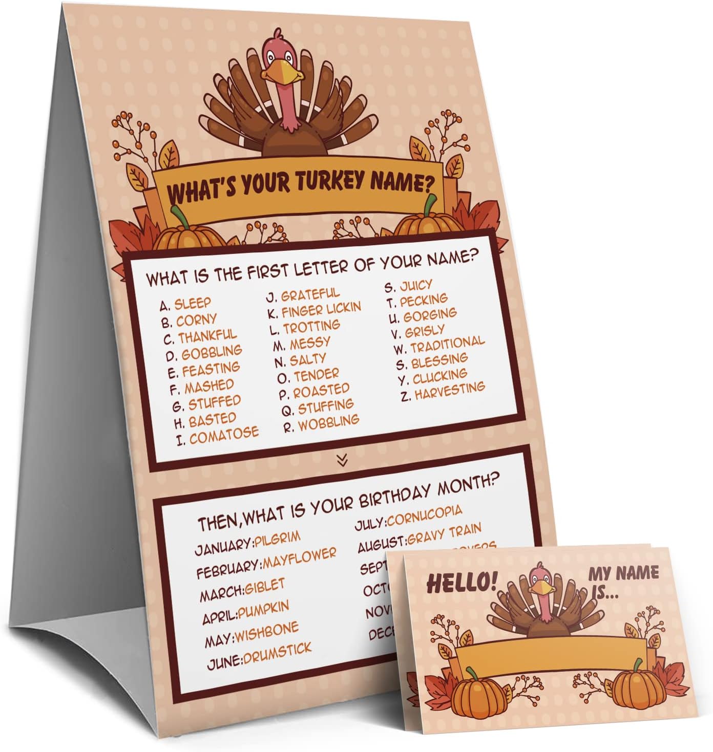 Amazon.com: Muruseni Thanksgiving Games Sign - What's Your Turkey Name ...