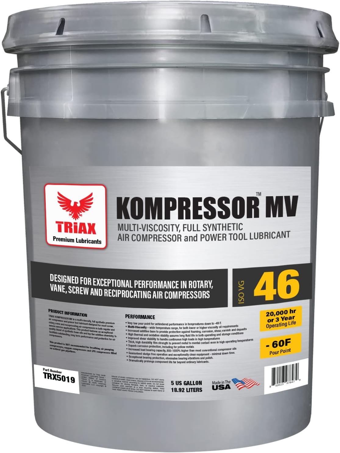 Amazon.com: TRIAX Kompressor MV ISO 46, Multi Vis, Full Synthetic Air ...