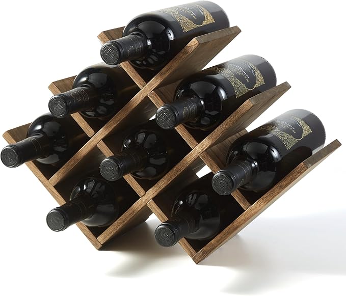 KIRIGEN Wine Rack Wooden 8 Bottles Wine Rack 3 Tier Wine Rack Wine Rack ...
