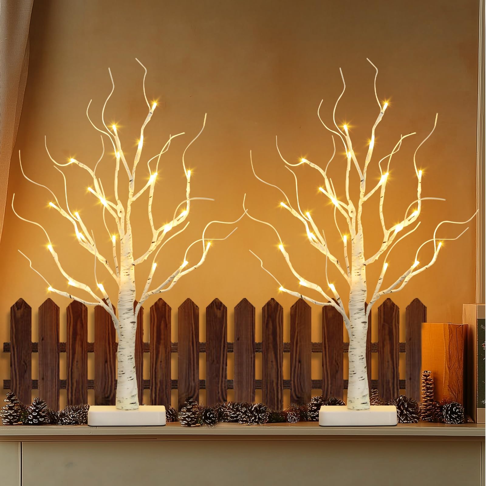 Amazon.com: alblinsy Tabletop Tree 24“ Lighted Birch Tree with 24 Warm ...