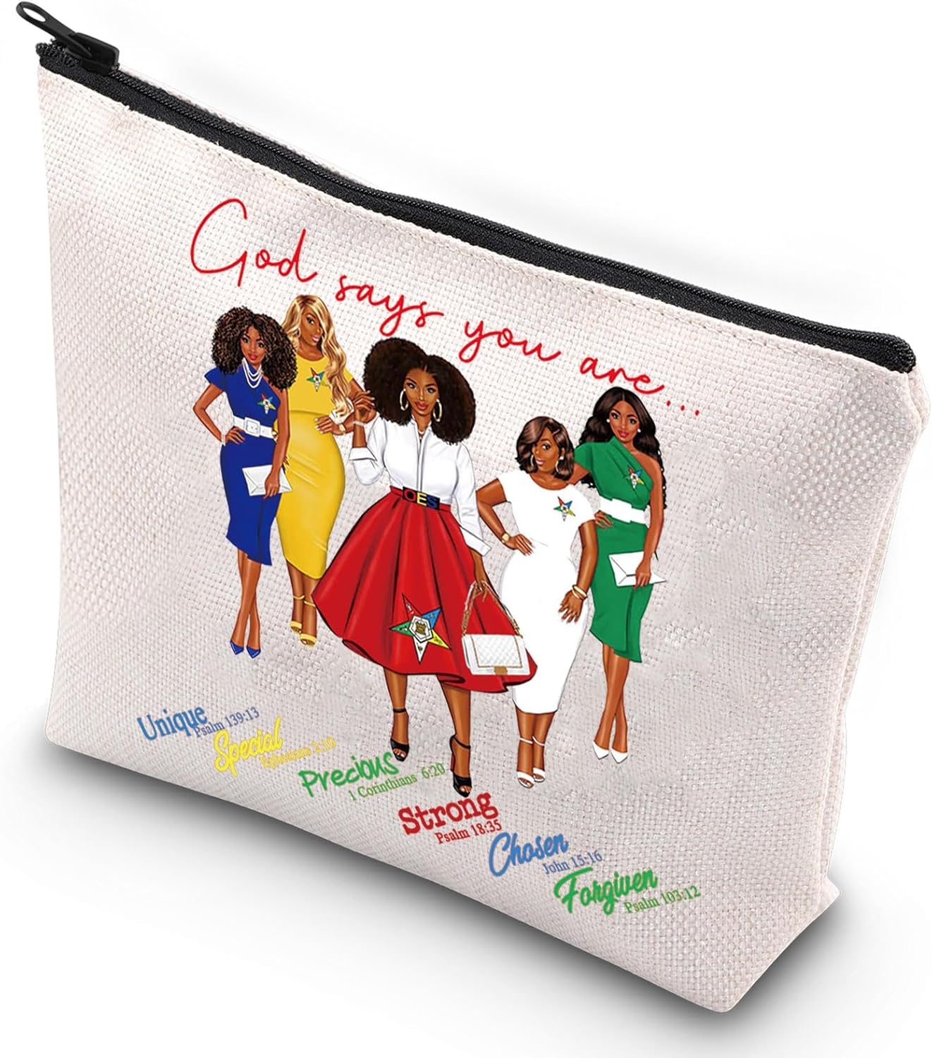 Amazon.com: G2TUP Order of The Eastern Star Makeup Bag OES Sorority ...