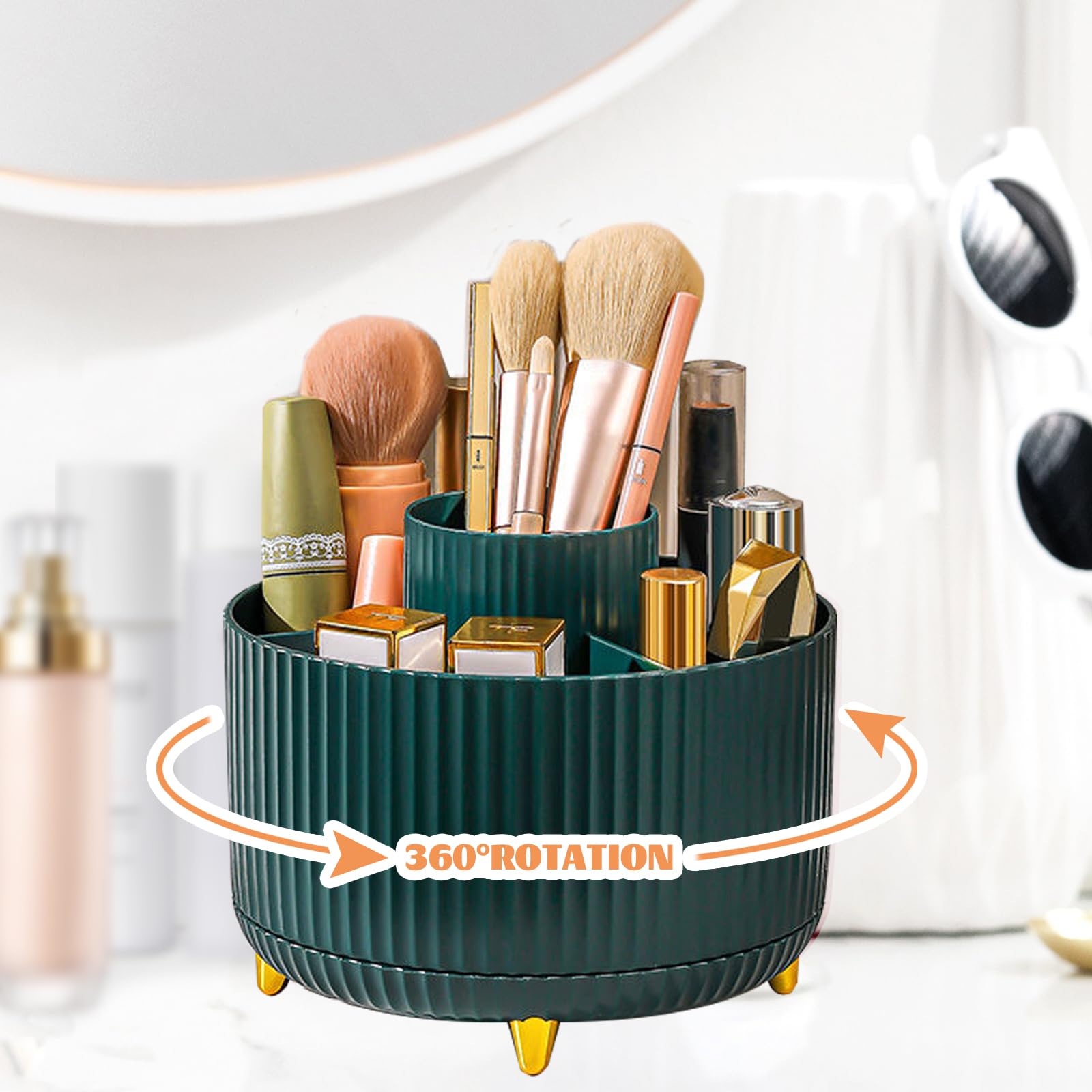 Amazon.com: CenYouful Makeup Brush Holder Organizer,5 Slot 360 ...