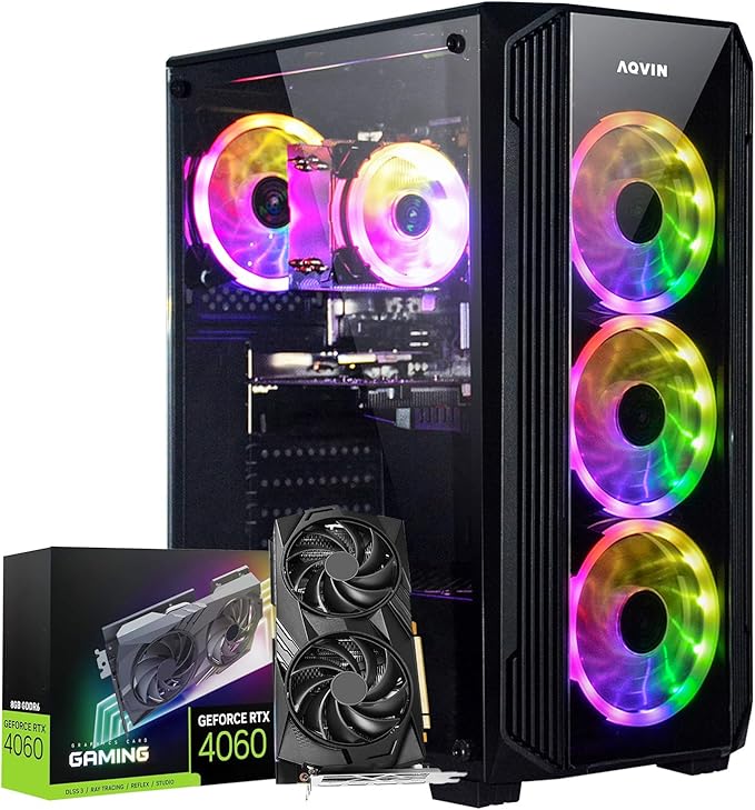 AQVIN Gaming Computer PC Desktop Intel Core i3 3.60 GHz, GeForce RTX ...