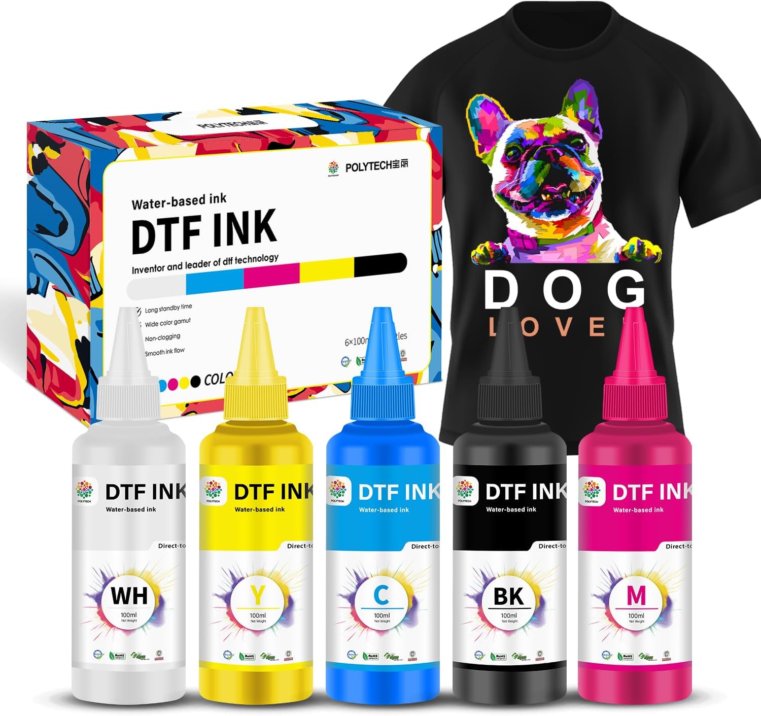Amazon.com: Polytech DTF Ink 600ML, Premium DTF Ink for DTF Transfer ...