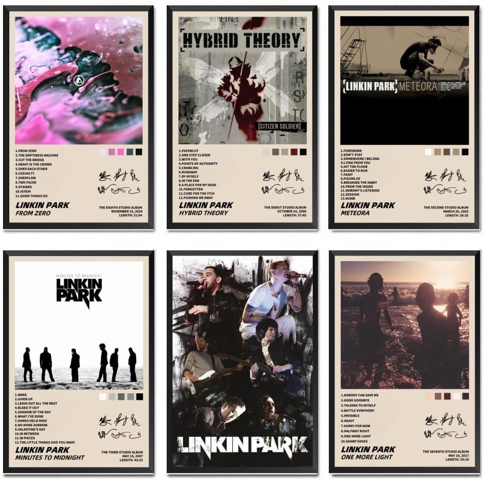 KUNYOS Linkin Park Poster (Set of 6) Unframed Album Cover Posters Music ...