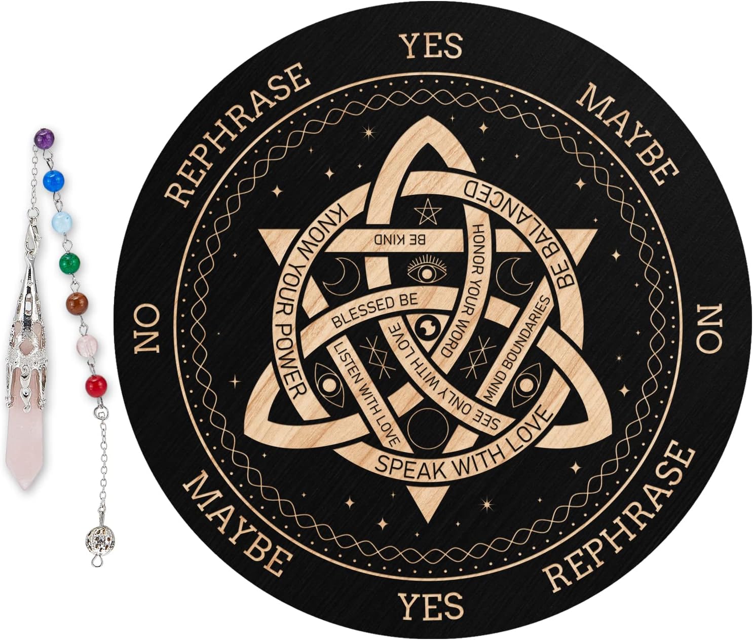 Amazon.com: ORIGACH 7.9" Sun and Moon Pendulum Board Wooden Witchcraft ...